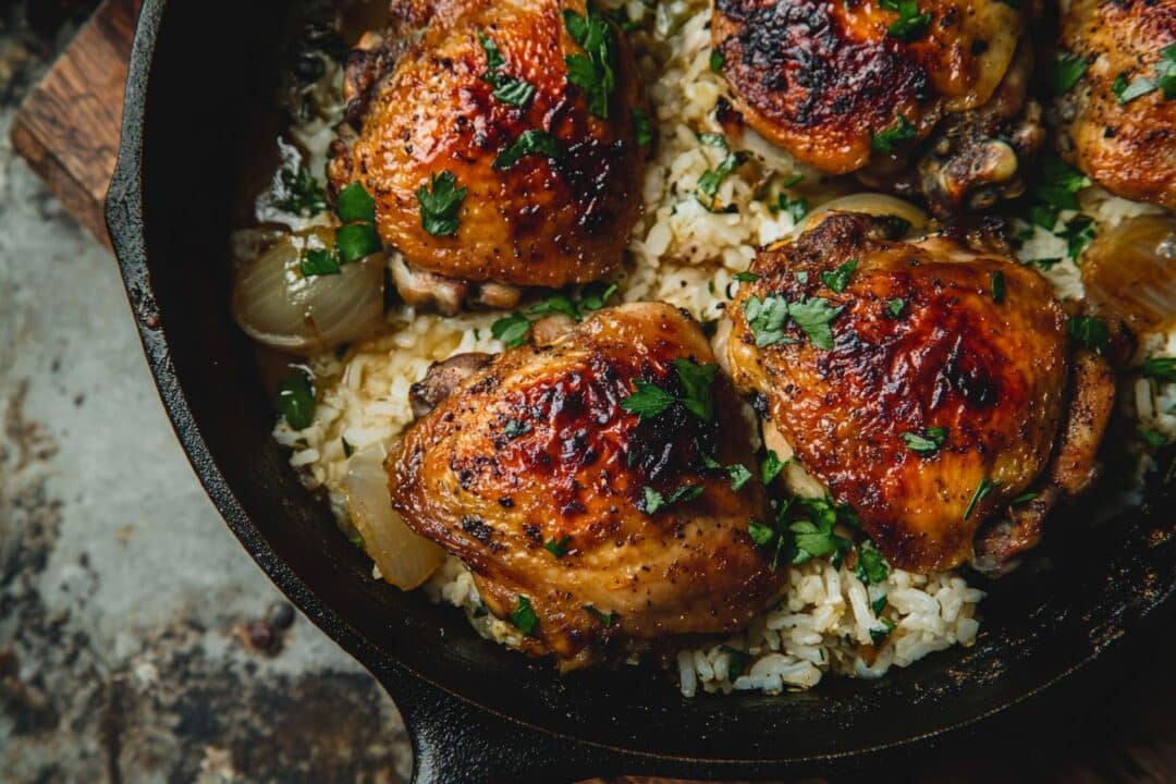 Dutch Oven Chicken and Rice Recipe with Jasmine & Spices